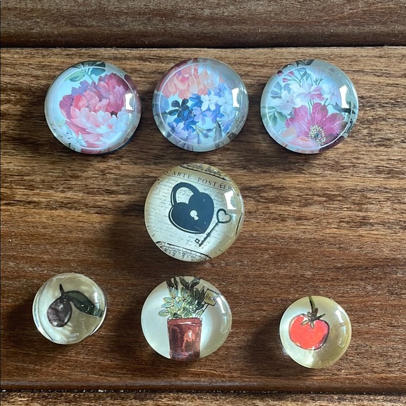 Source Unknown | Kitchen | Vintage Round Glass Refrigerator Magnets 7 ...